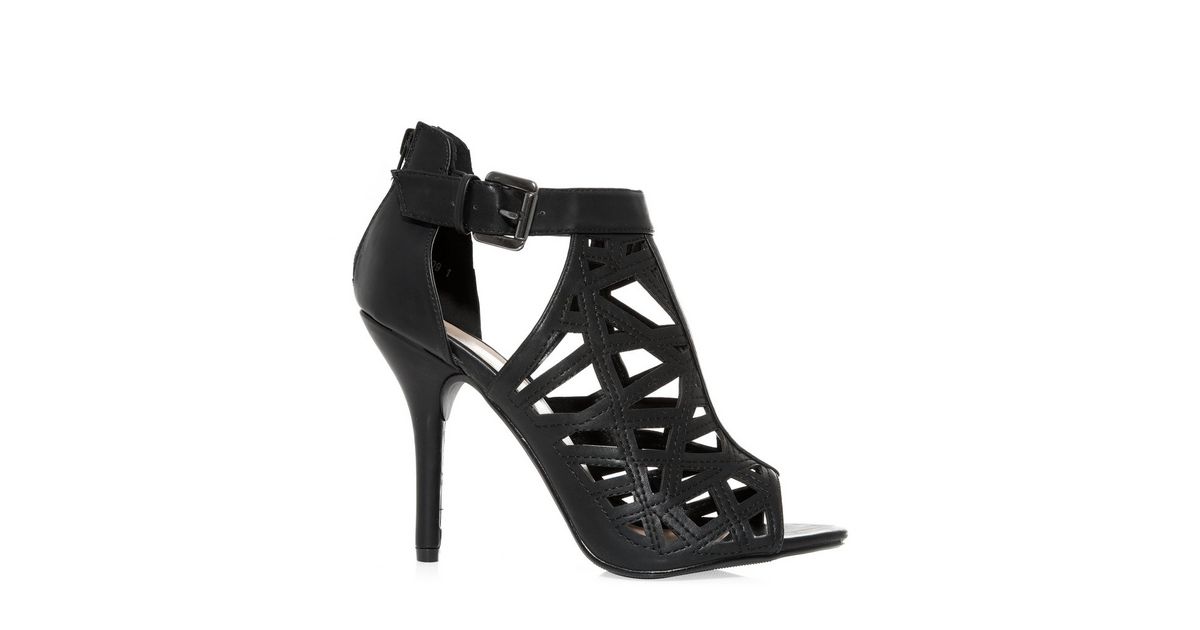 Black Cut Out High Vamp Heels | New Look