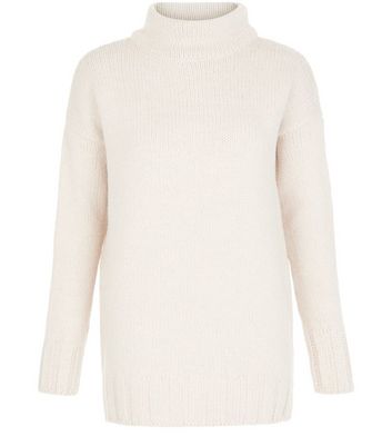 Shell Pink Funnel Neck Longline Jumper | New Look