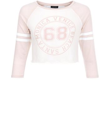 Shell Pink 68 Baseball Raglan Crop Top | New Look