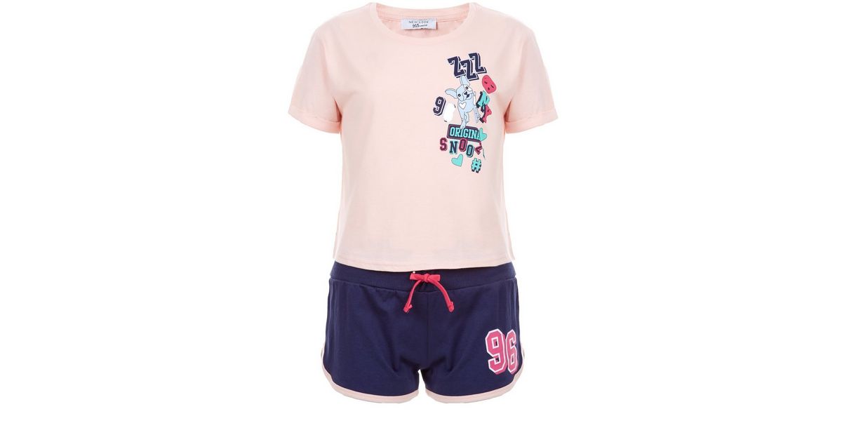 Teenager Pinkfarbenes Pyjama Set Mit Aufnäher New Look