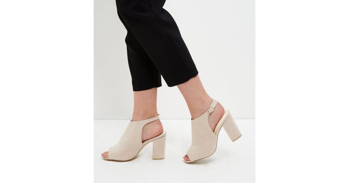Wide Fit Light Brown Comfort Suedette Sling Back Heels | New Look