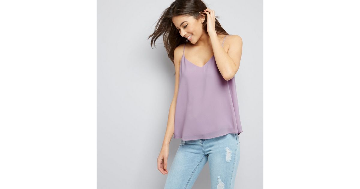 Lilac Cross Strap Back Cami Top | New Look