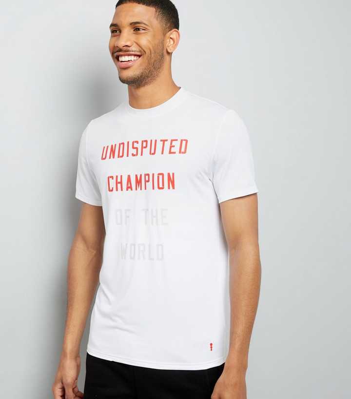 White Undisputed Champion Slogan Sports T-Shirt | New Look
