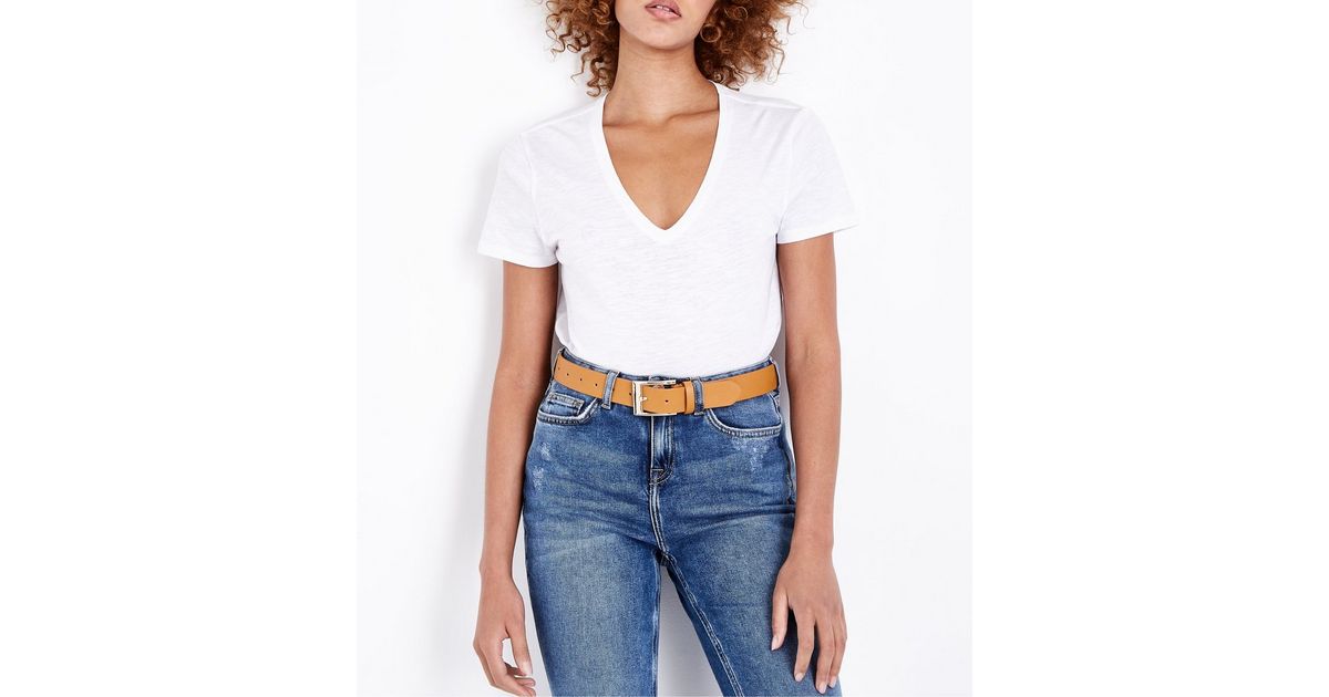 Mustard Leather-Look Hip Belt | New Look