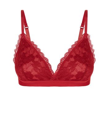 Red Lace Trim Bralet | New Look