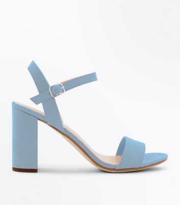 Pale Blue Suedette Block Heel Sandals | New Look