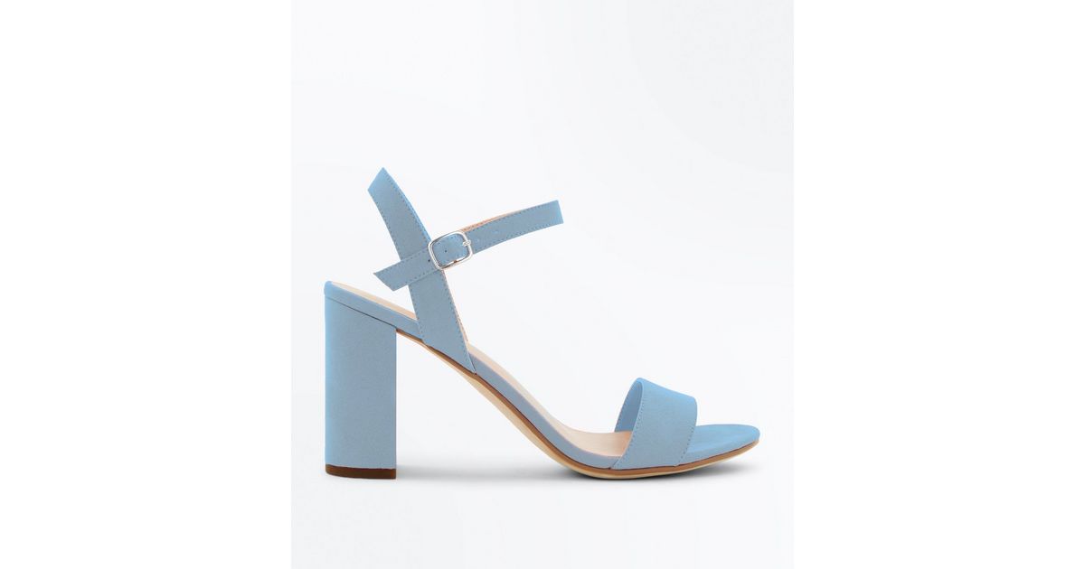 Pale Blue Suedette Block Heel Sandals | New Look