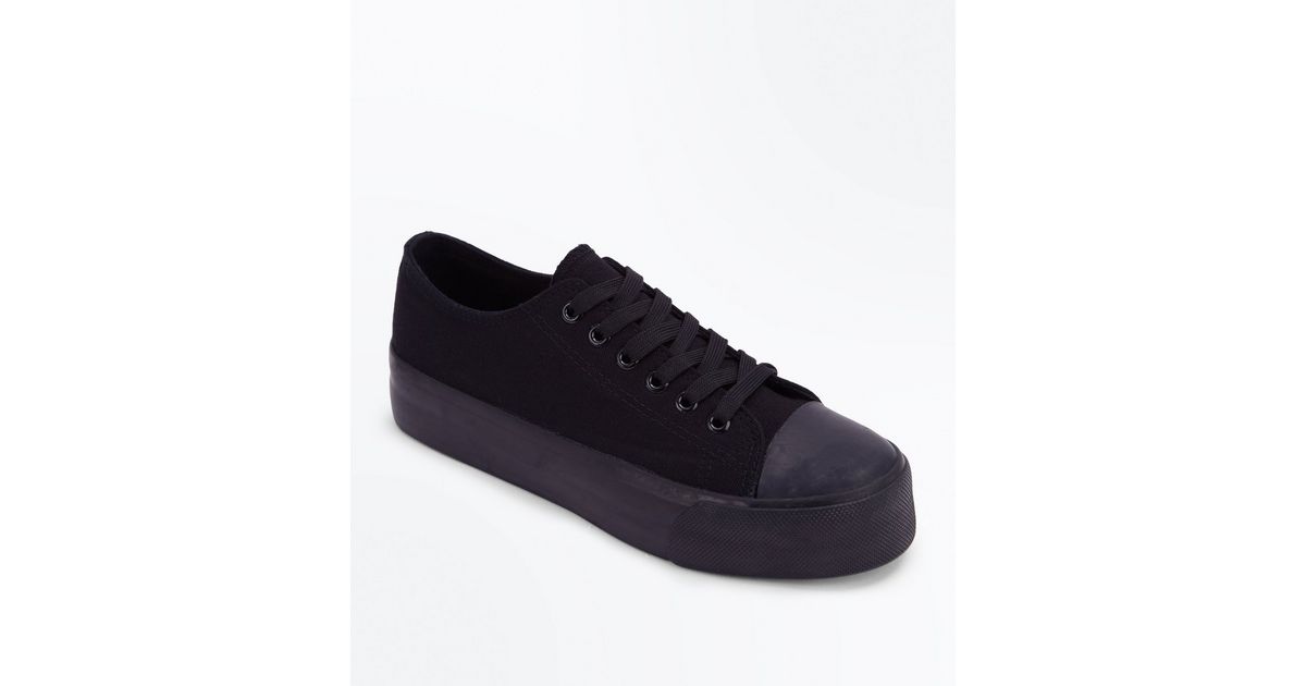 Black Chunky Sole Lace Up Trainers | New Look