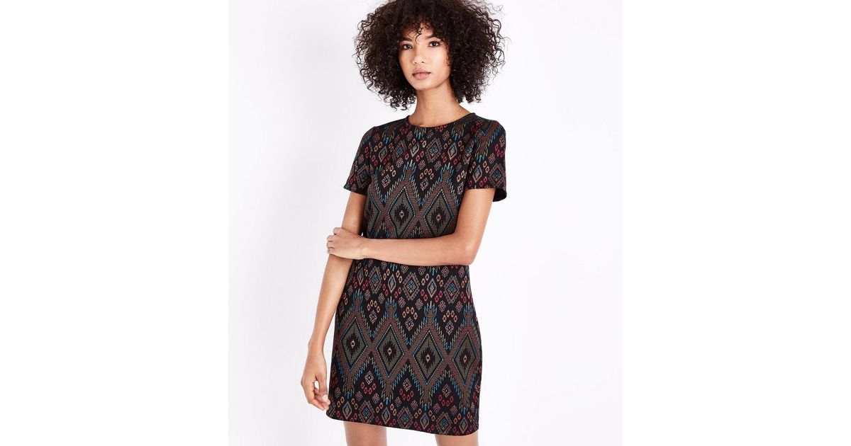 Multi Coloured Diamond Print Tunic Dress | New Look