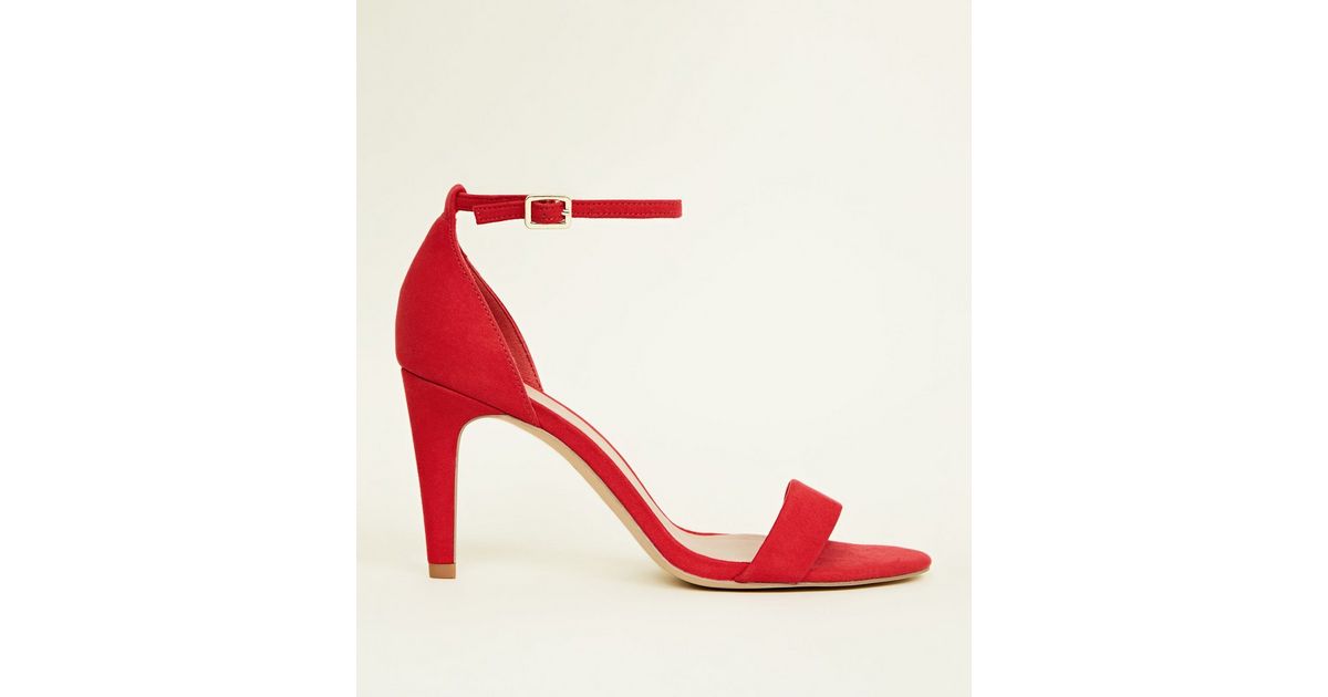 Wide Fit Red Suedette Ankle Strap Heels | New Look