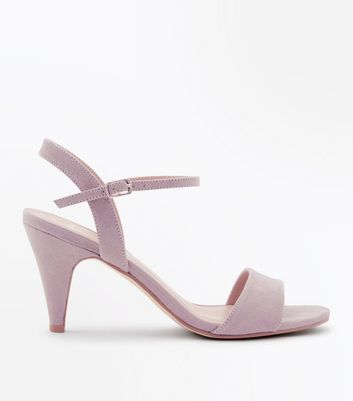 Wide Fit Grey Cone Heel Ankle Strap Sandals | New Look