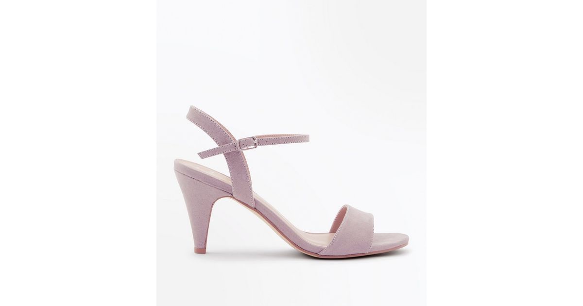 Wide Fit Grey Cone Heel Ankle Strap Sandals | New Look
