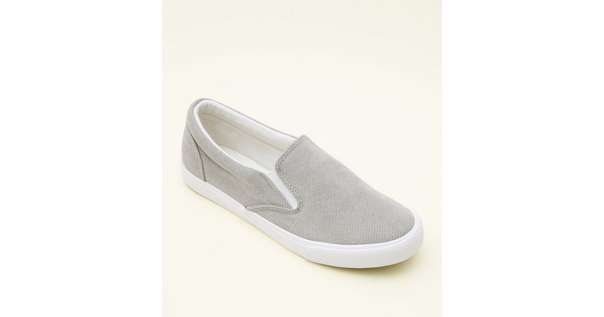 Grey Corduroy Slip On Trainers | New Look