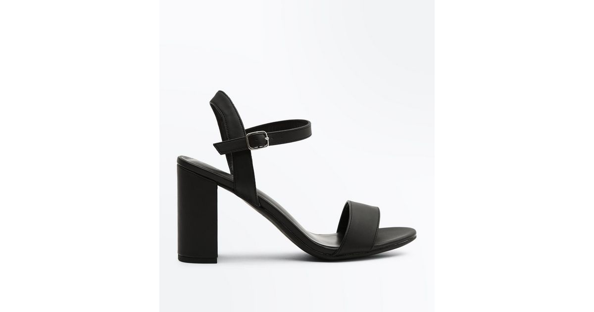 Black Two Part Block Heel Sandals New Look