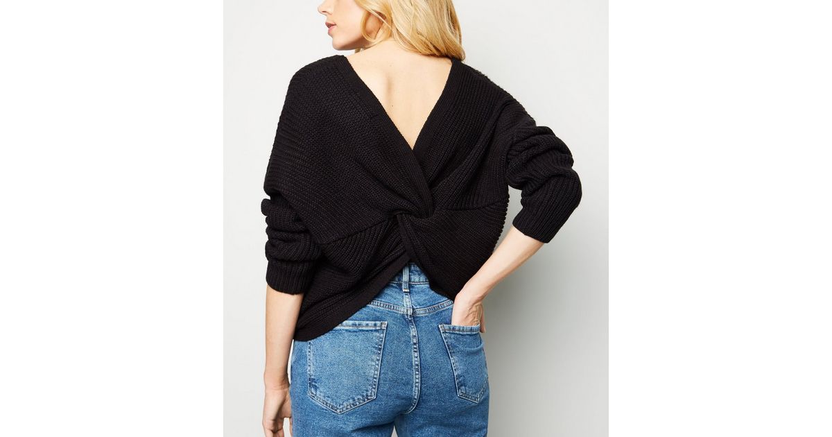 Black Twist Back Jumper | New Look