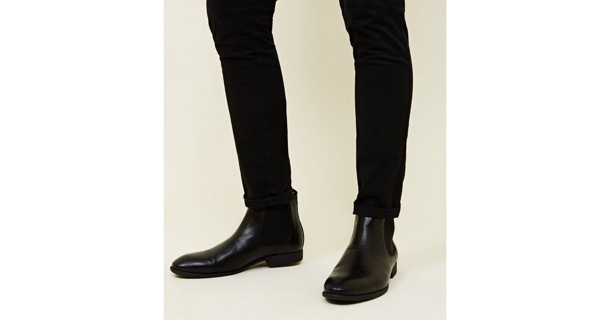 Black Leather-Look Chelsea Boots | New Look