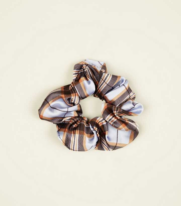 Cornflower Blue Tartan Scrunchie | New Look
