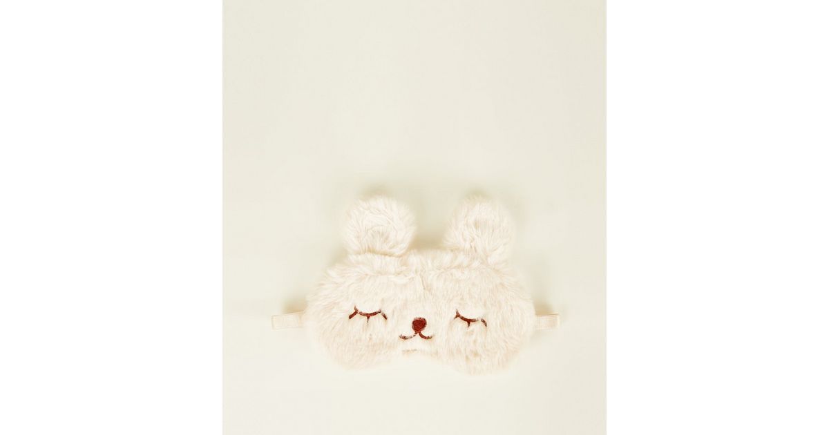 Off White Fluffy Bunny Eye Mask | New Look