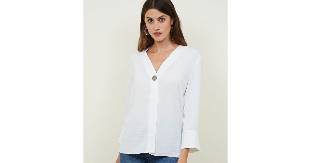 Off White Single Button Blouse | New Look