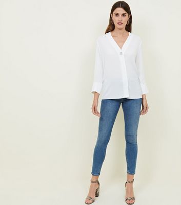 Off White Single Button Blouse | New Look