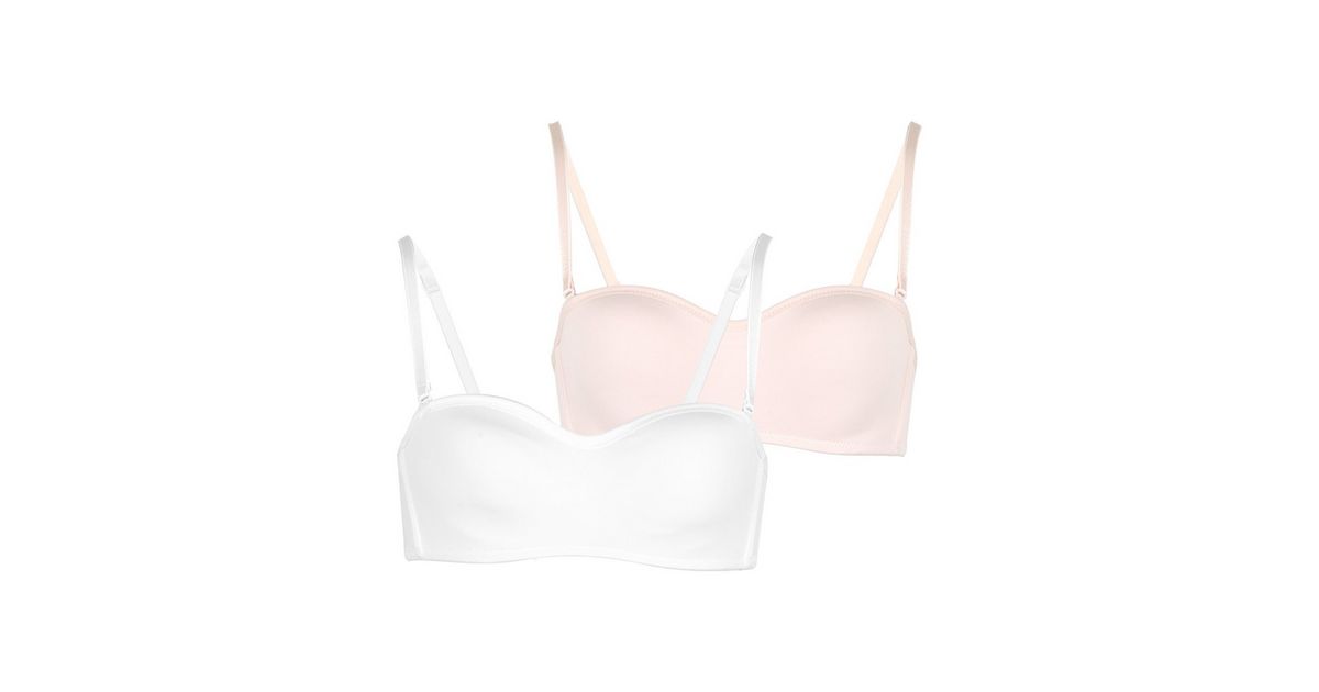 Girls 2 Pack White and Pink Strapless Bra | New Look