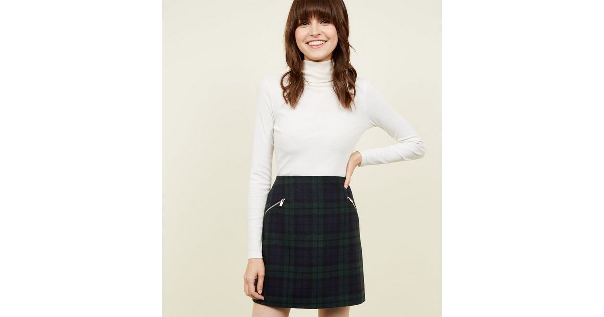 Dark Green Brushed Check Mini Skirt | New Look