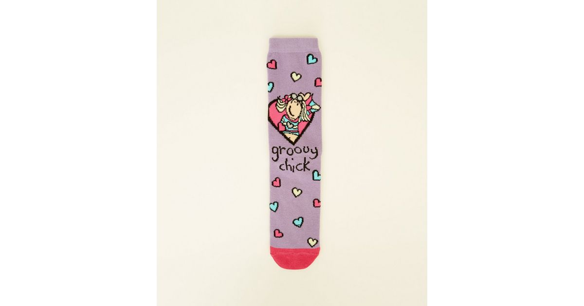 Purple Groovy Chick Logo Socks | New Look