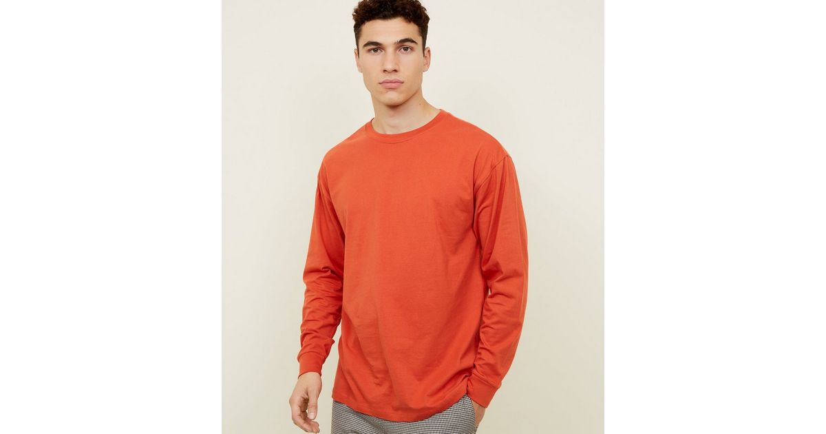 Orange Long Sleeve Oversized T-Shirt | New Look