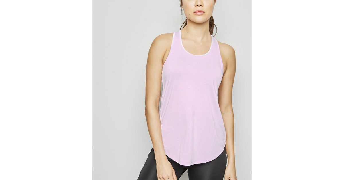 Lilac Marl Mesh Racerback Sports Vest | New Look