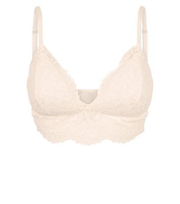 Cream Lace Padded Longline Bralette | New Look