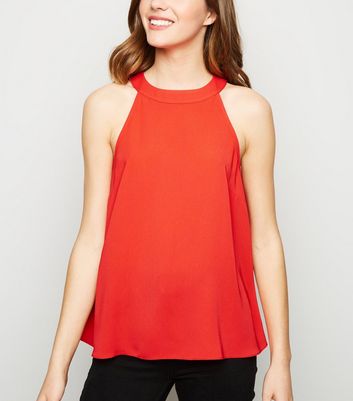 Red High Neck Top | New Look