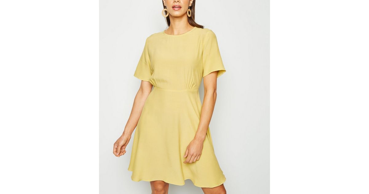 Yellow Round Neck Tea Dress | New Look
