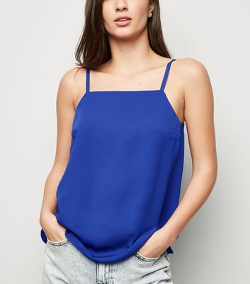 Blue Square Neck Cami | New Look