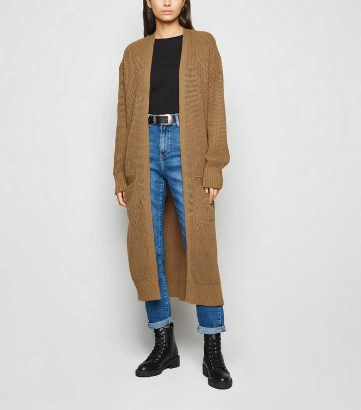 Stone Knit Longline Cardigan | New Look