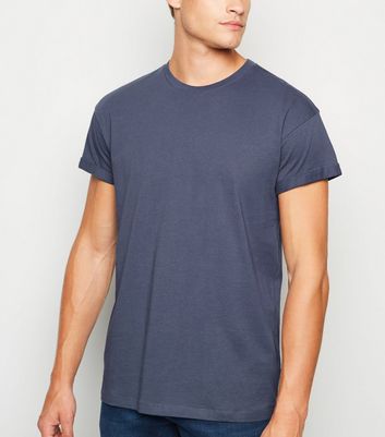 Bright Blue Roll Sleeve T-Shirt | New Look