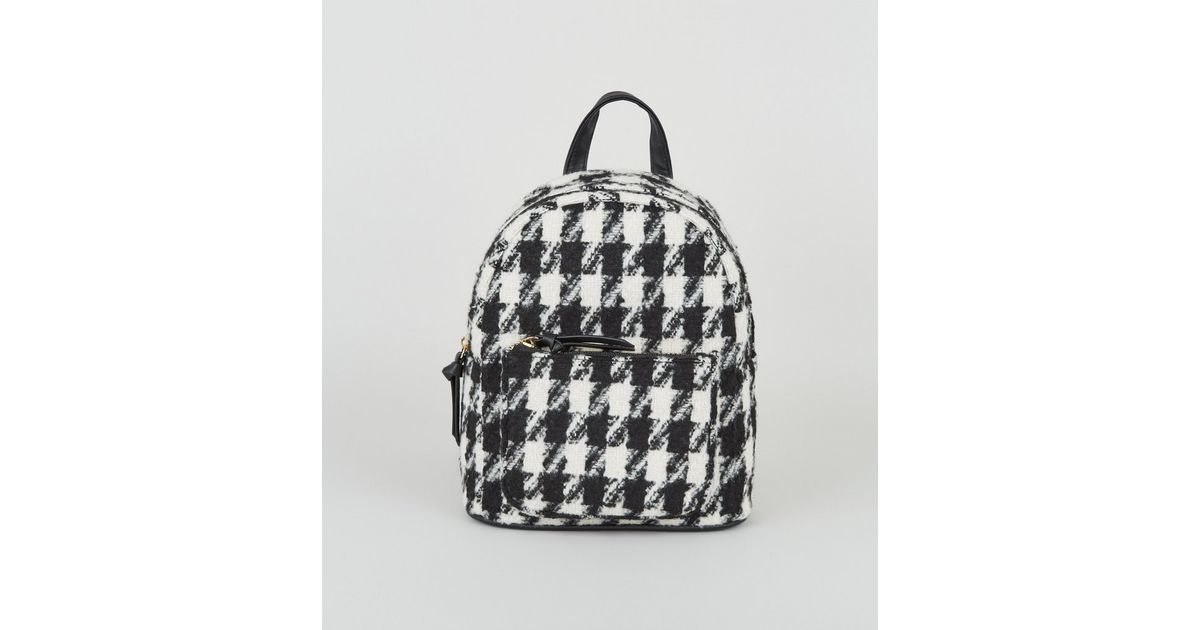 Black Houndstooth Check Mini Backpack | New Look