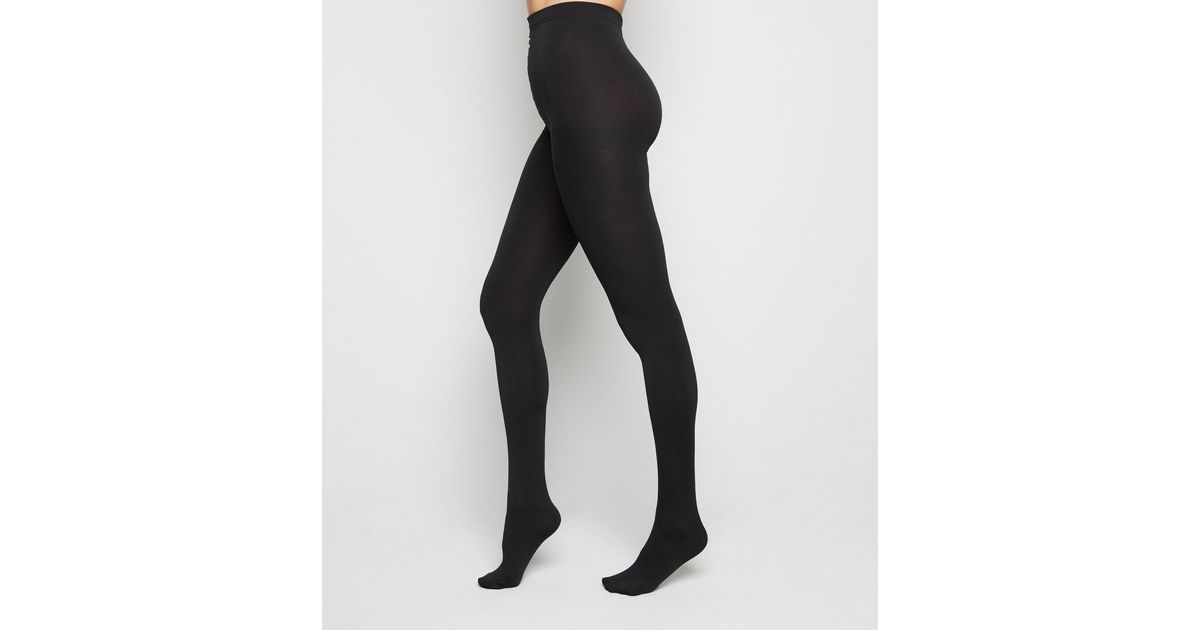 Black Fleece Lined Tights | New Look