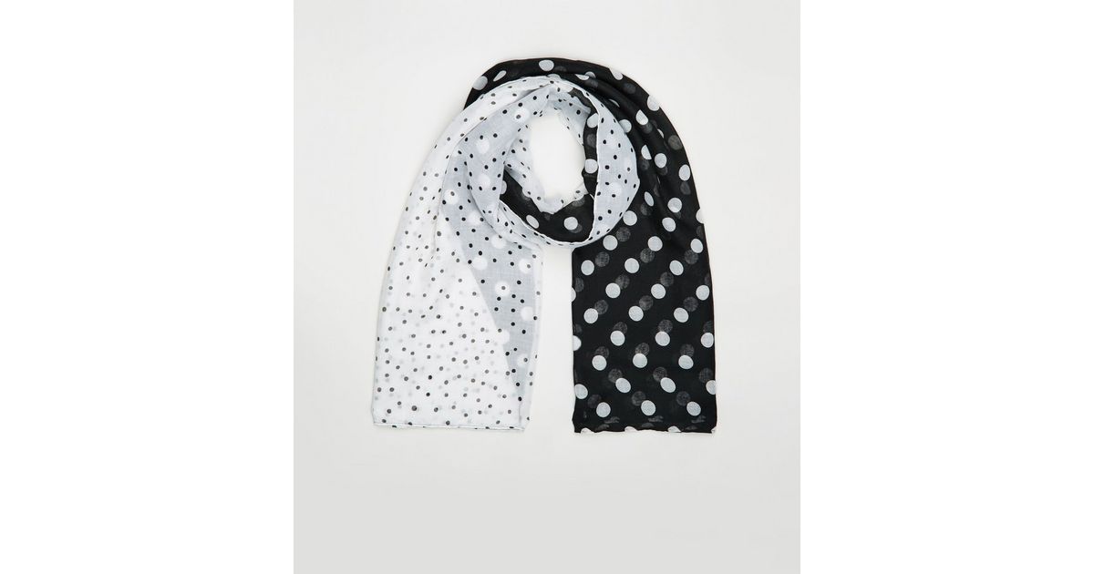 Black Spot Print Split Scarf | New Look