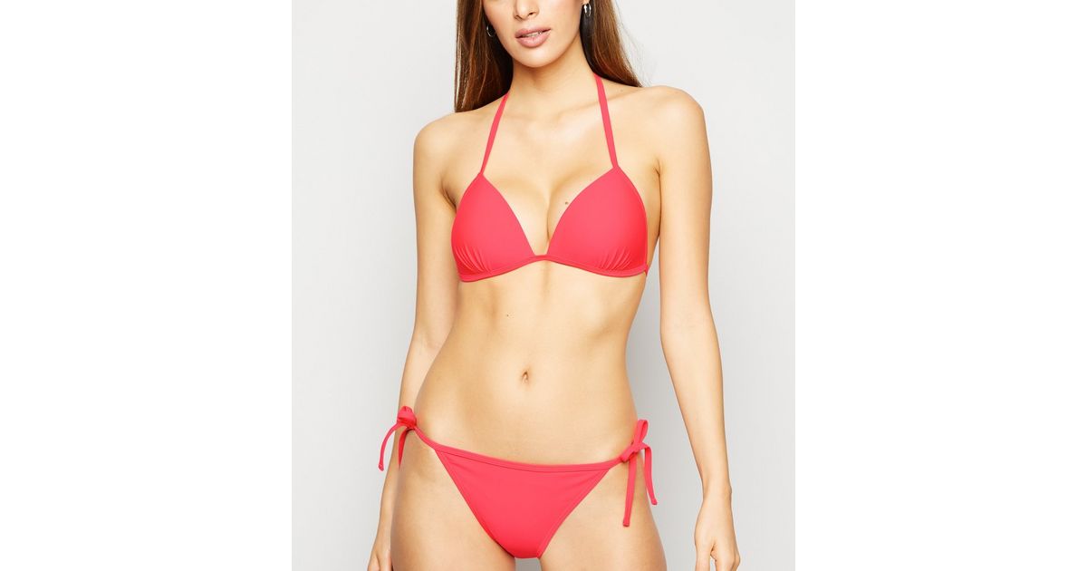 Coral Moulded Triangle Bikini Top | New Look