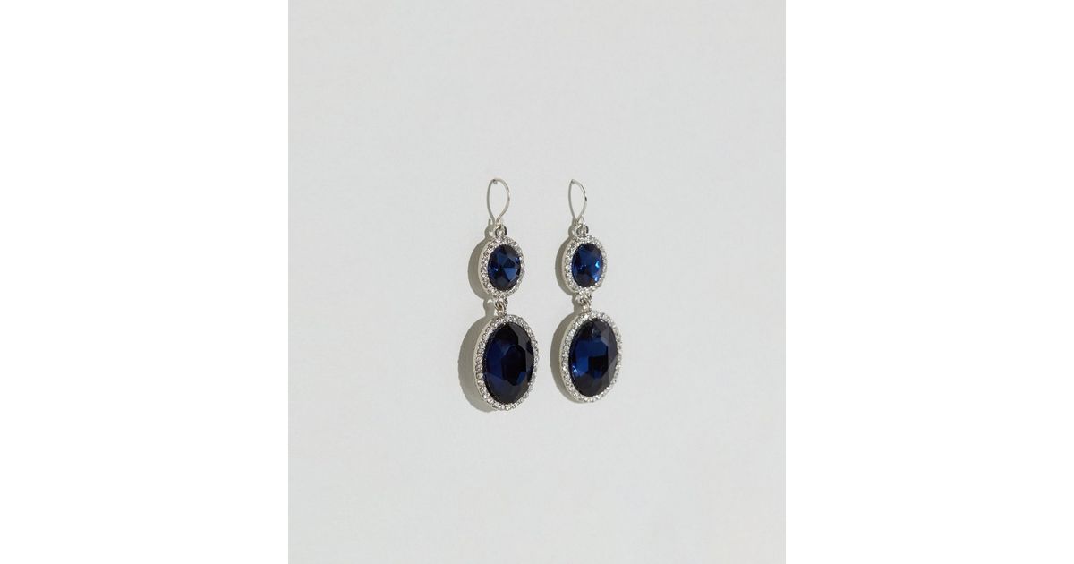 Blue Gem Drop Earrings | New Look