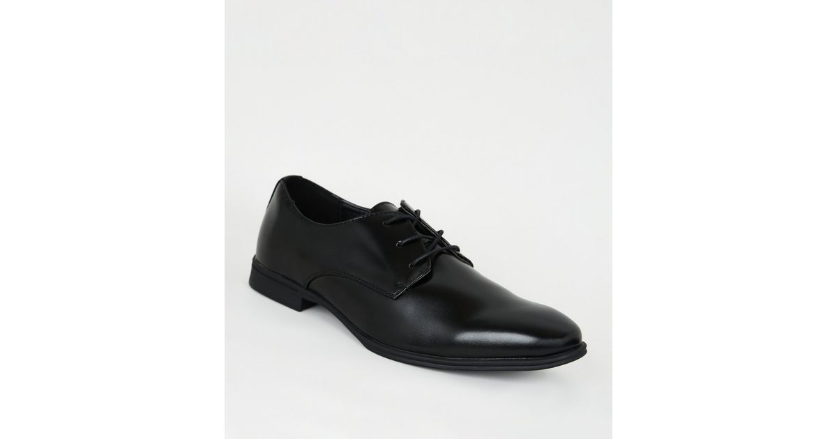 Black Leather-Look Side Seam Formal Shoes | New Look