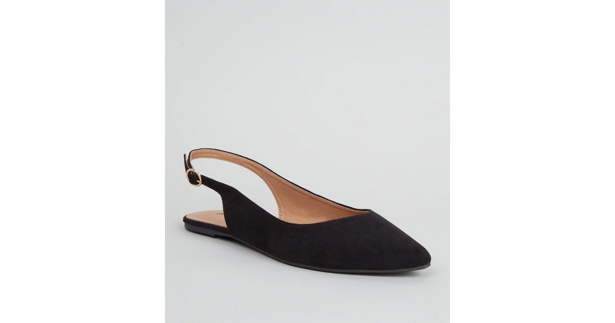 Black Suedette Pointed Slingbacks | New Look