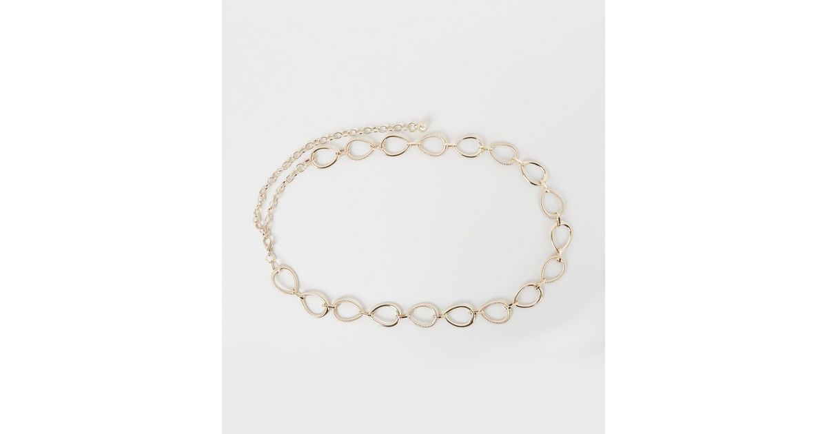 Gold Teardrop Link Chain Belt | New Look