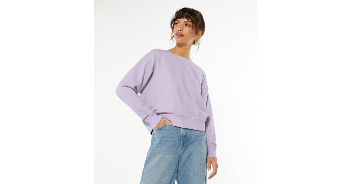 Lilac Crew Neck Boxy Sweatshirt | New Look