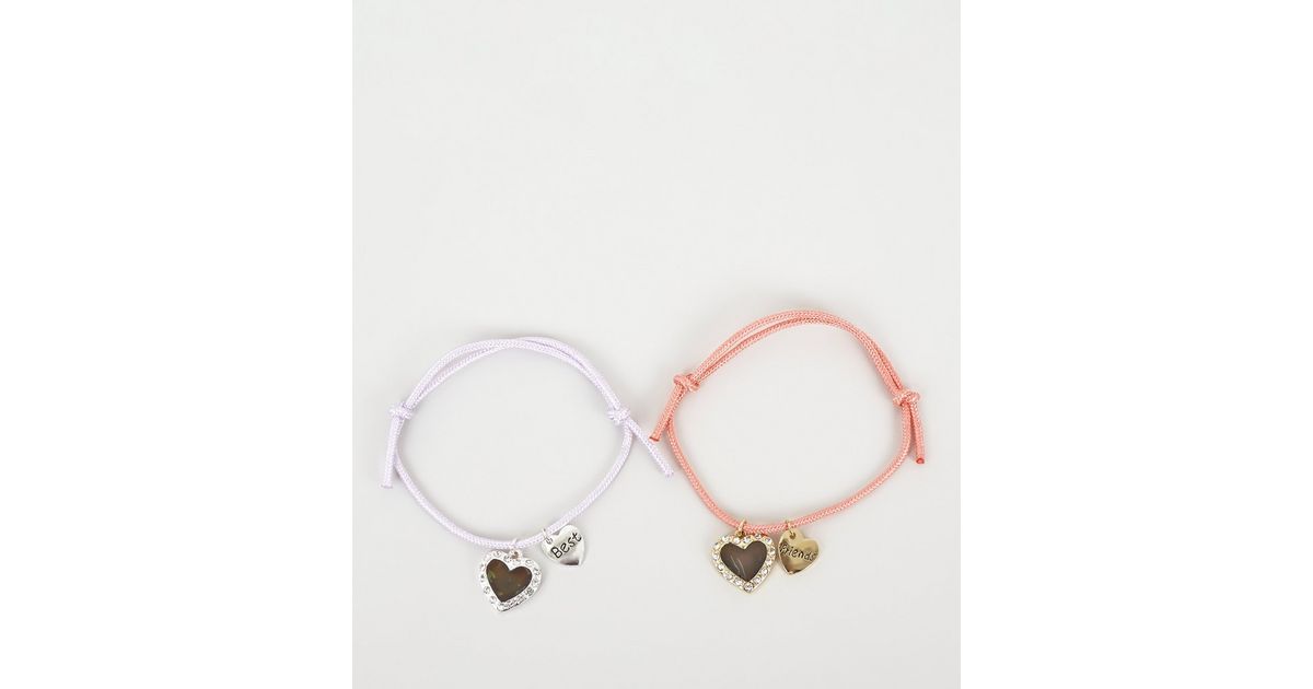 Girls 2 Pack Multicoloured Friendship Mood Bracelets | New Look