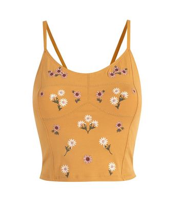 Yellow Daisy Embroidered Bralette | New Look