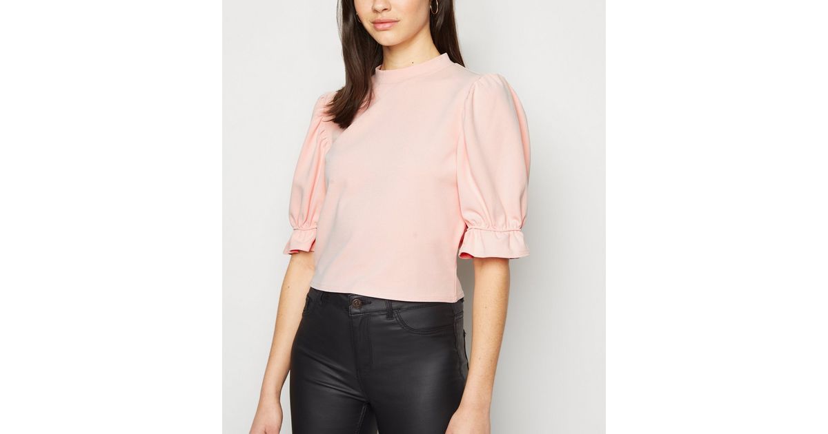 Cameo Rose Pale Pink Frill Puff Sleeve Top | New Look