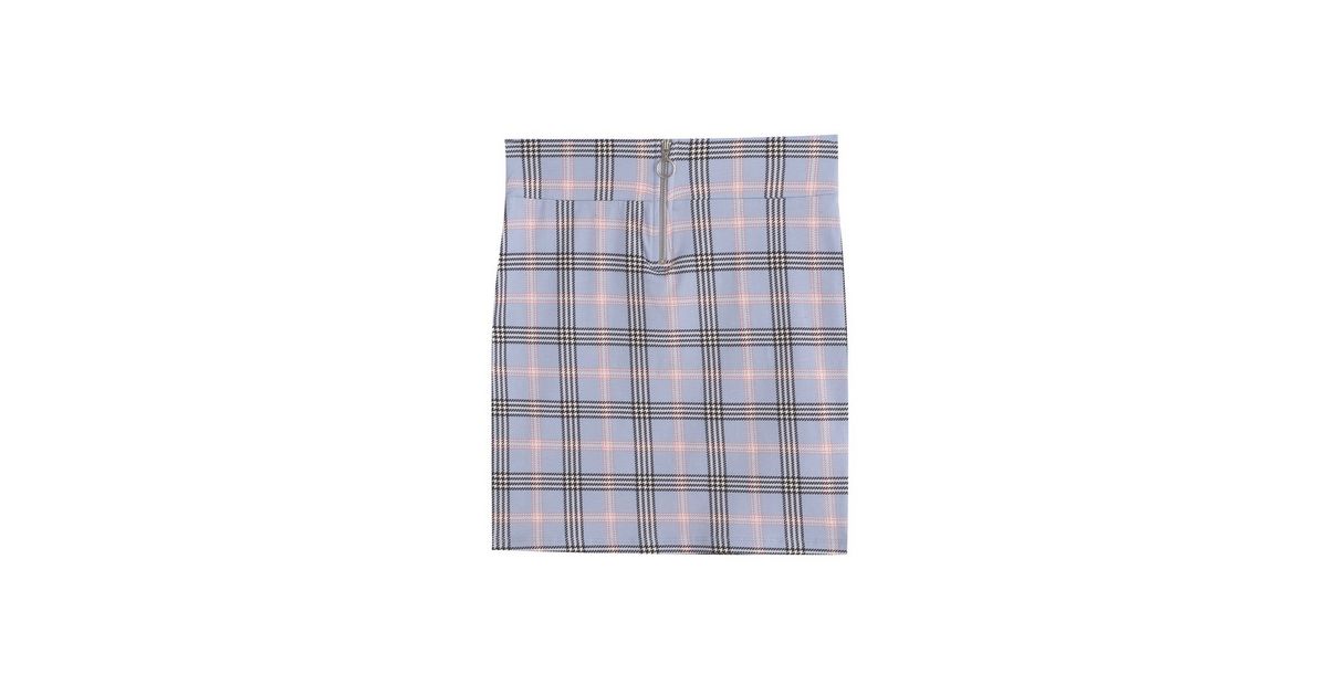 Girls Pale Blue Check Zip Tube Skirt | New Look