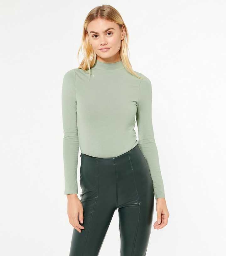 Light Green High Neck Long Sleeve Top | New Look