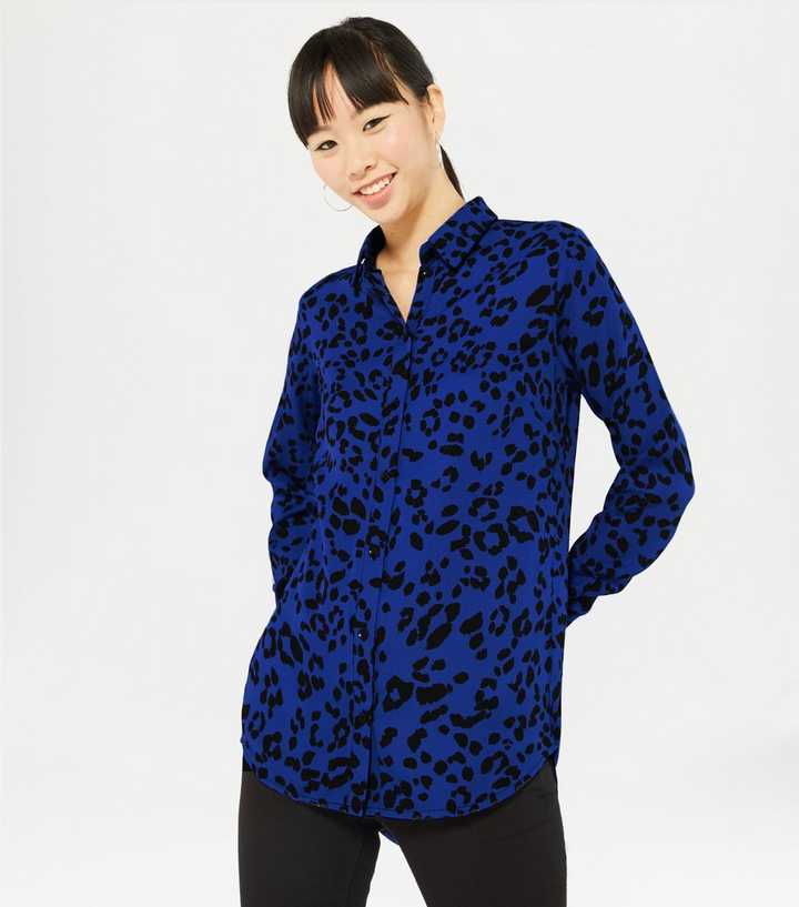 Blue Leopard Print Long Shirt | New Look